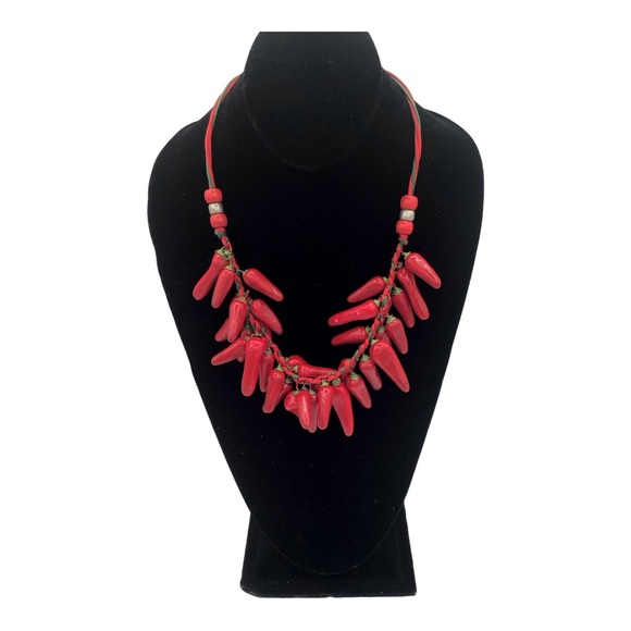 Unsigned | Jewelry | Vintage Paper Mache Red Hot Chili Peppers Beaded ...